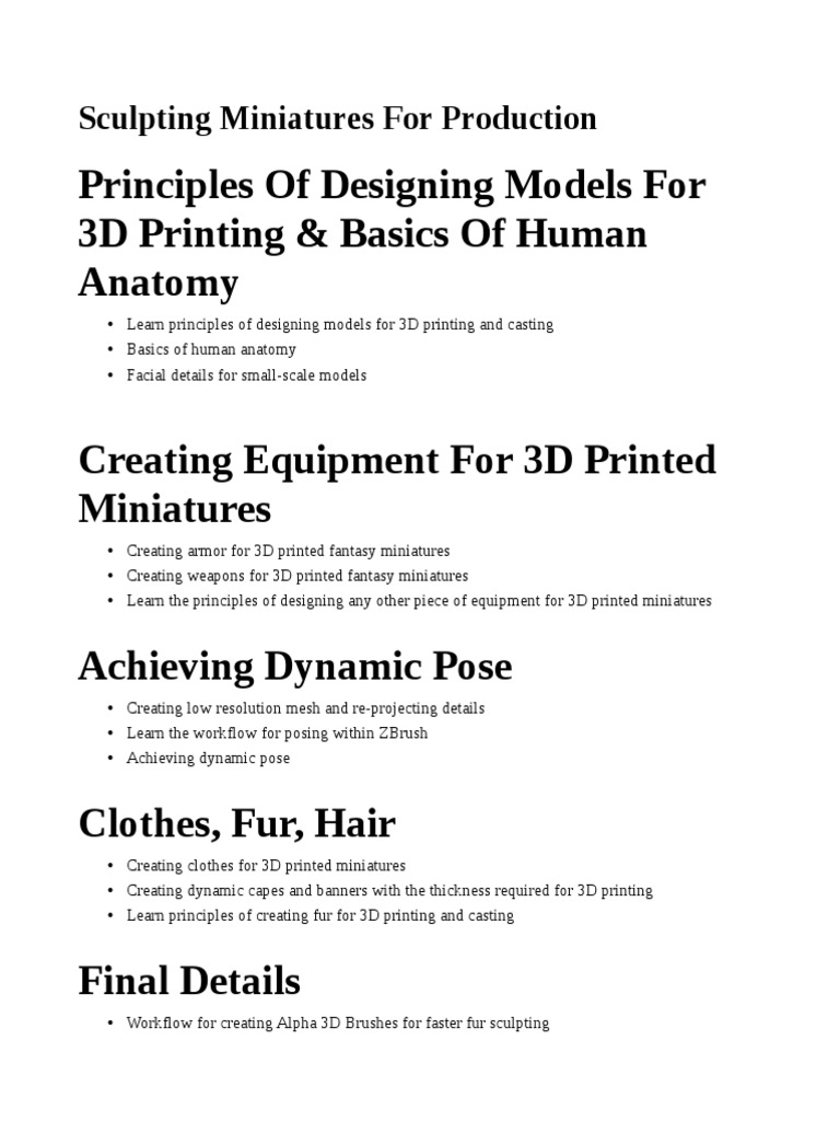 Sculpting Miniatures For Production | PDF