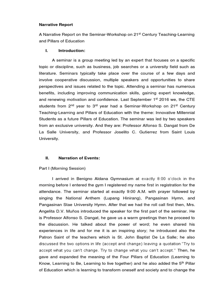 A Report on Learning Experiences from a Seminar on 21st Century ...