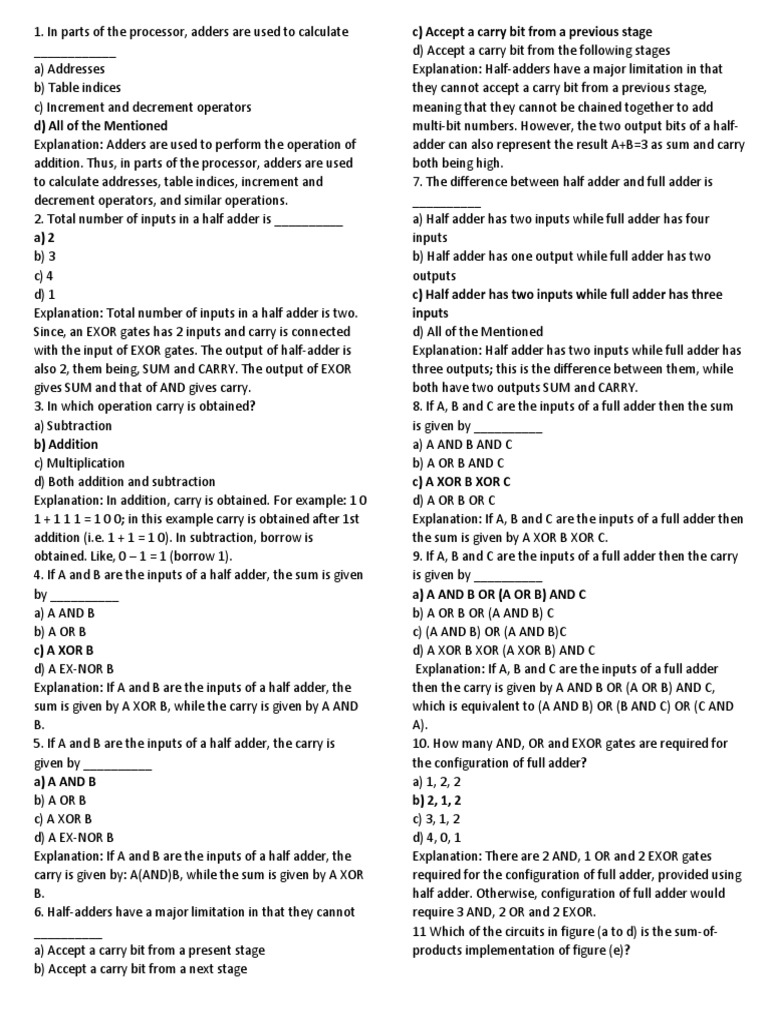 Flip-Flop and Adder Concepts Explained | PDF | Arithmetic | Digital ...