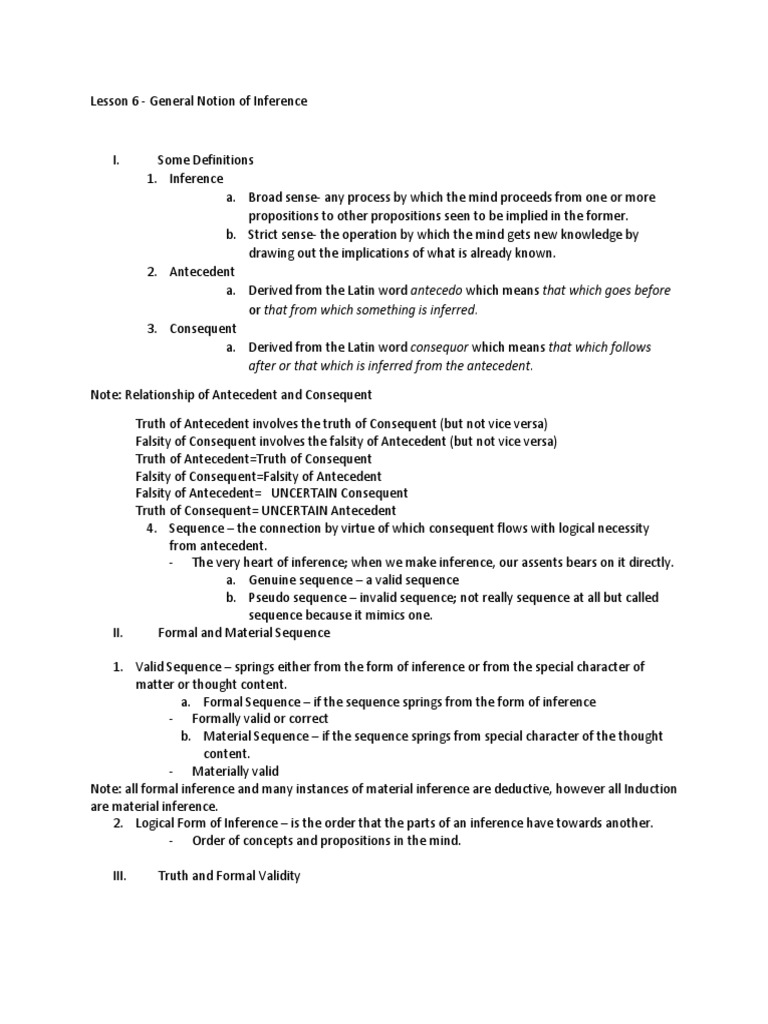 Lesson 6-General Notion of Inference | PDF | Inference | Logical Consequence