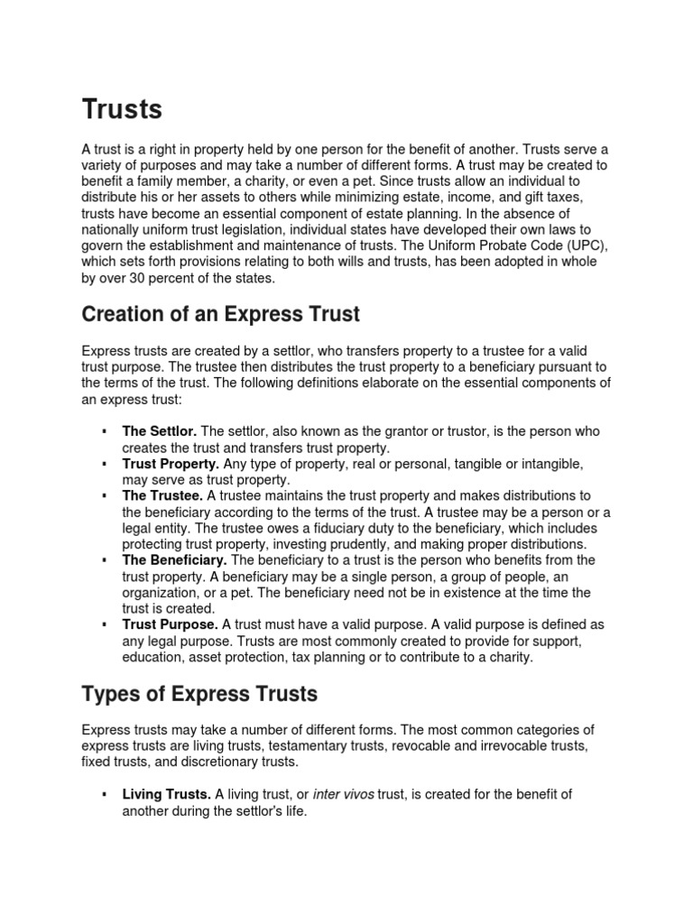 Creation of Trust | PDF | English Trust Law | Trust Law