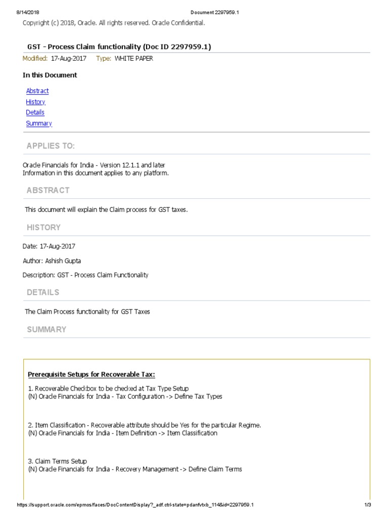 GST - Process Claim Functionality | PDF | Invoice | Payments