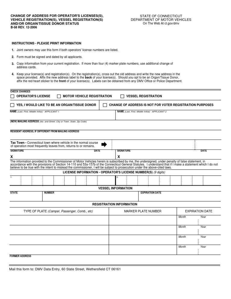 DMV Change of Address | PDF | Department Of Motor Vehicles | Transport