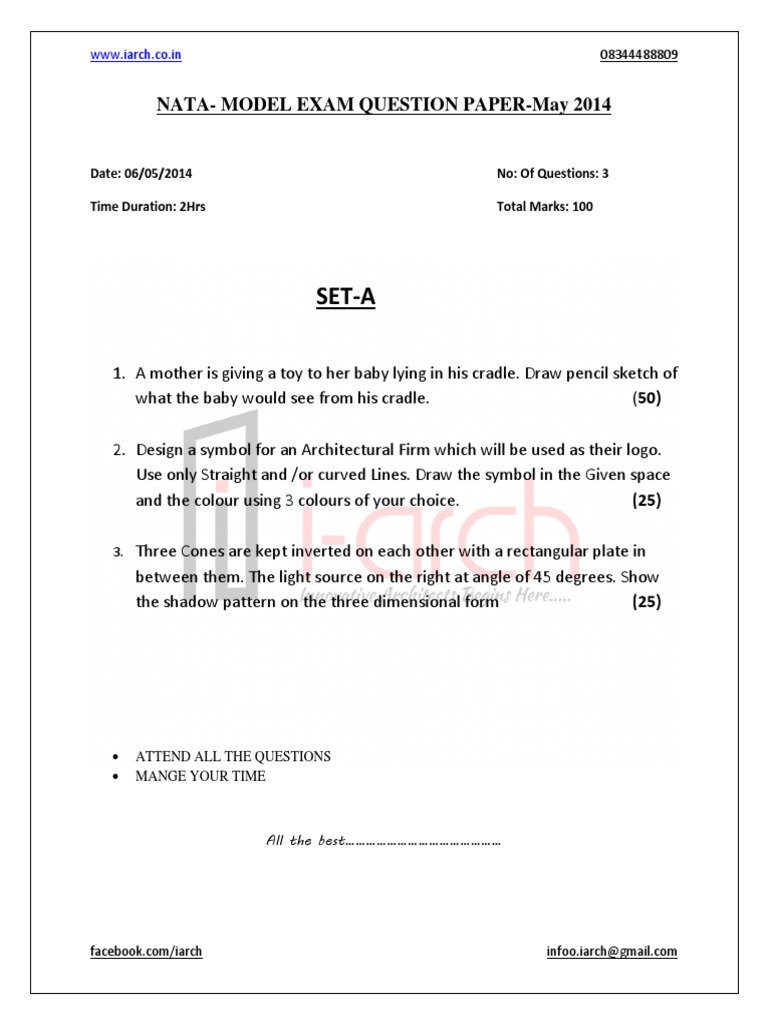 Set-A: Nata-Model Exam Question Paper-May 2014 | PDF