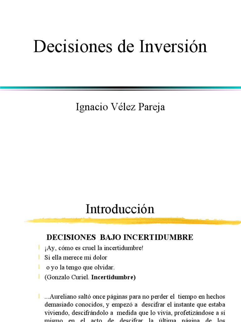 Decisiones de Inversion | PDF | Toma de decisiones | Simulación