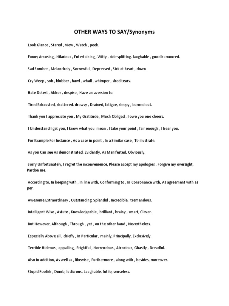 300 Synonyms For IELTS Listening and Reading PDF | PDF