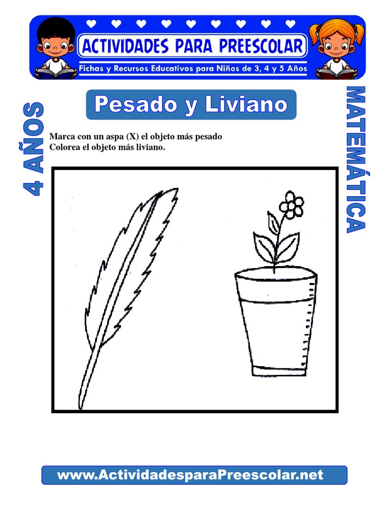 Pesado y Liviano Para Niños de 4 Años
