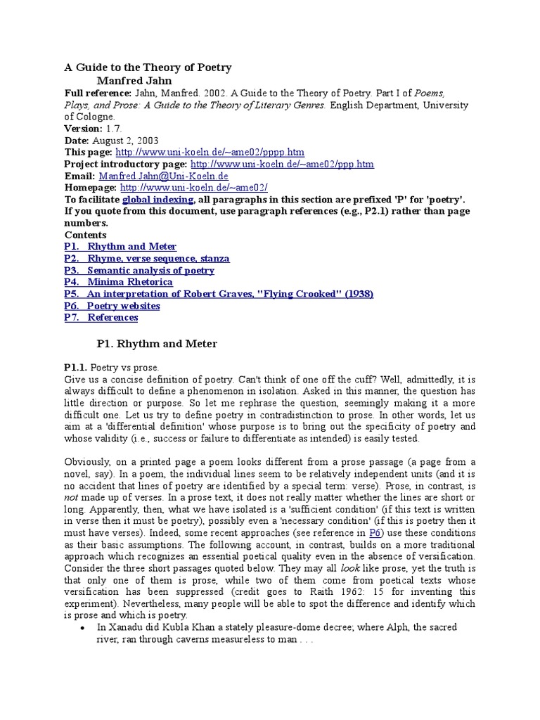 A Guide To The Theory of Poetry | PDF | Metre (Poetry) | Poetry