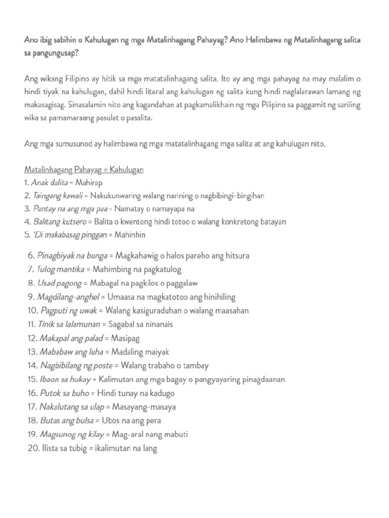 Matatalinhagang Salita | PDF