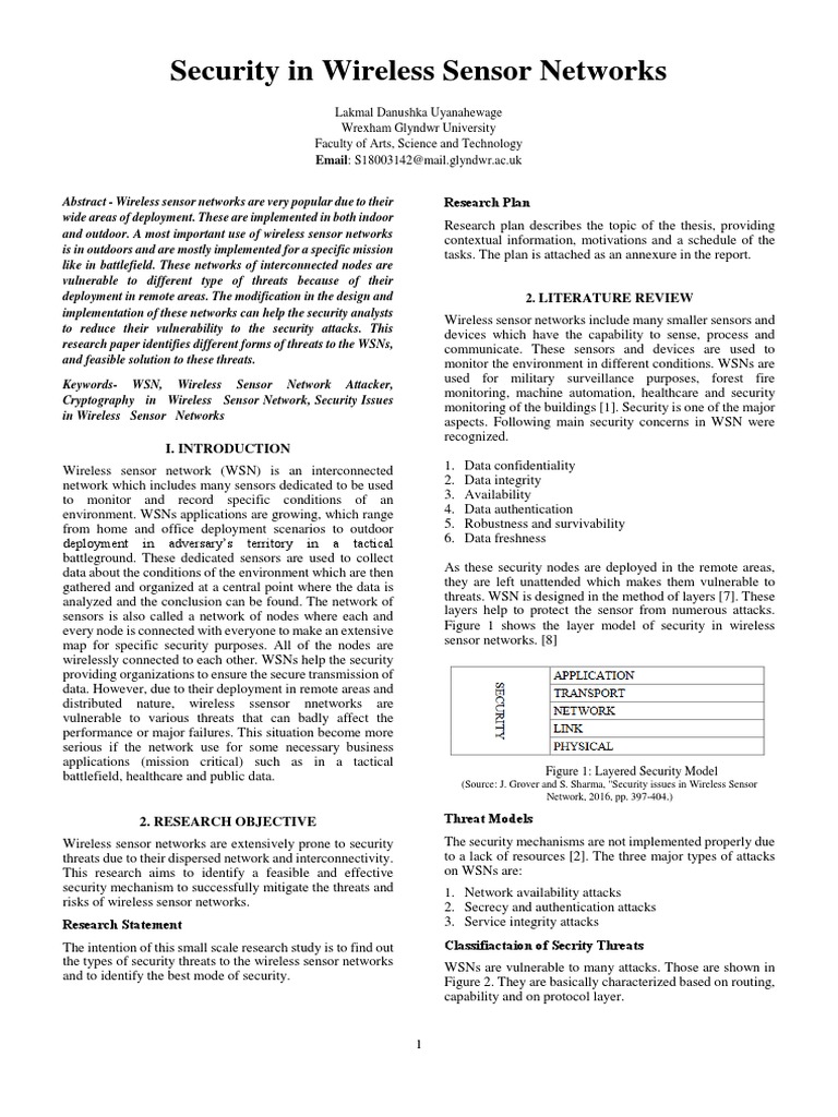 Security in Wireless Sensor Networks | PDF | Cryptography | Wireless ...