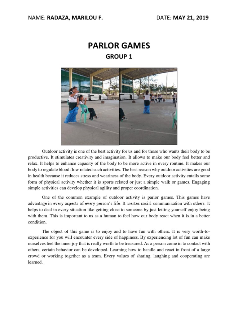 Parlor Games: Group 1 | PDF | Action (Philosophy) | Cognitive Science