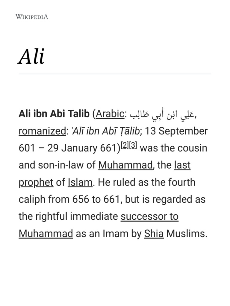 Ali - Wikipedia | PDF | Ali | Muhammad