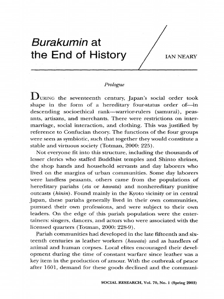 Burakumin At: The End of History | PDF | Sociological Theories
