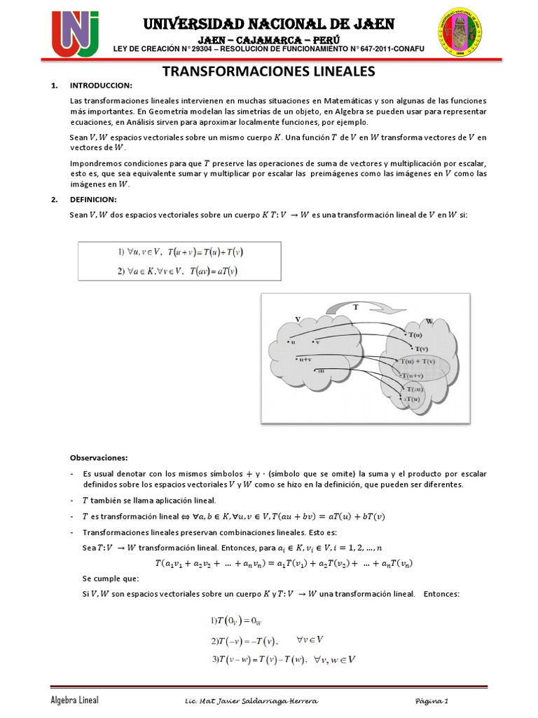 Transformaciones Lineales | PDF | Mapa lineal | Espacio vectorial