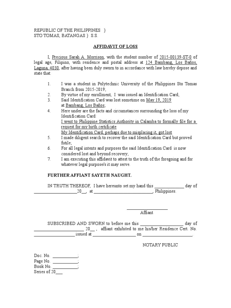 Affidavit Example | PDF