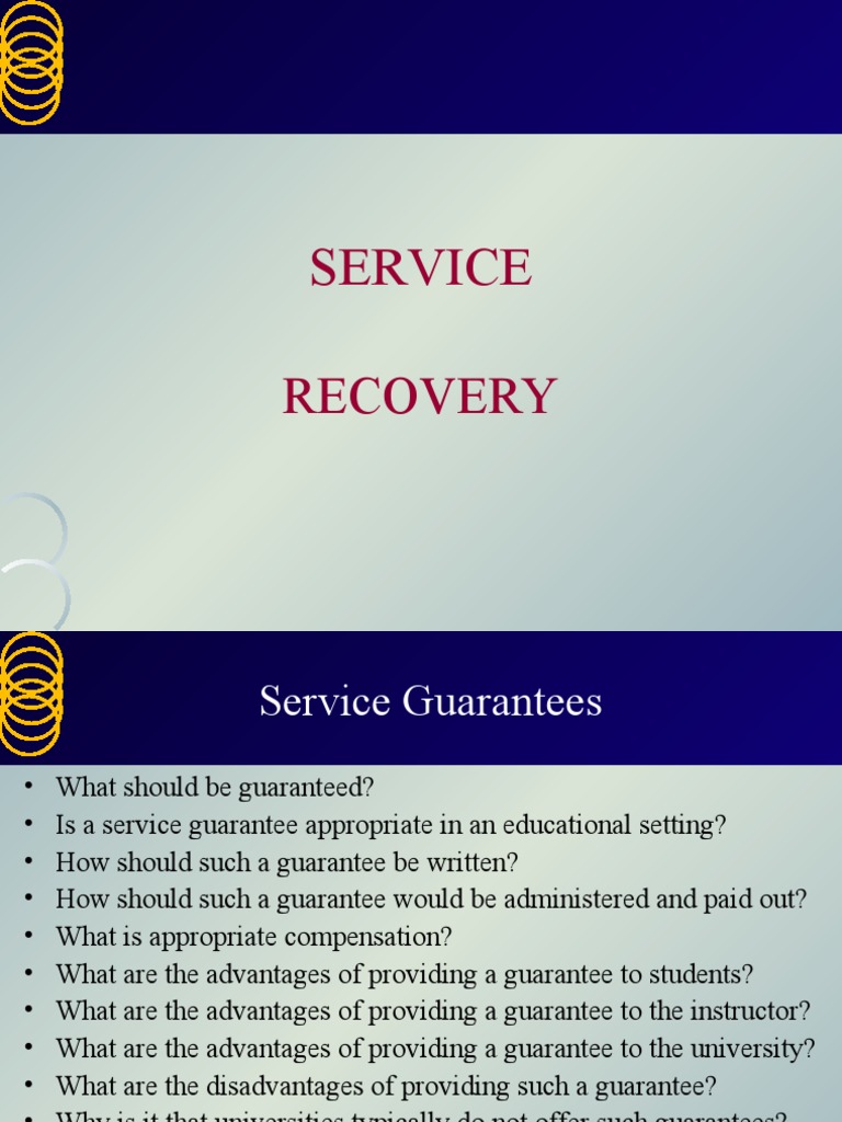 Service Recovery and Guarantees in Education | PDF | Government ...