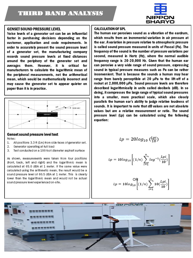 Genset Sound Pressure Level: Calculation of SPL | PDF | Sound | Decibel