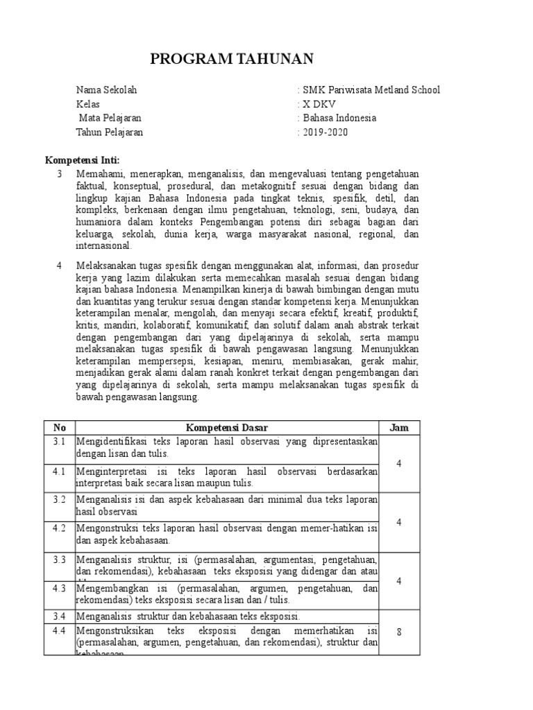 Contoh Prota Prosem | PDF