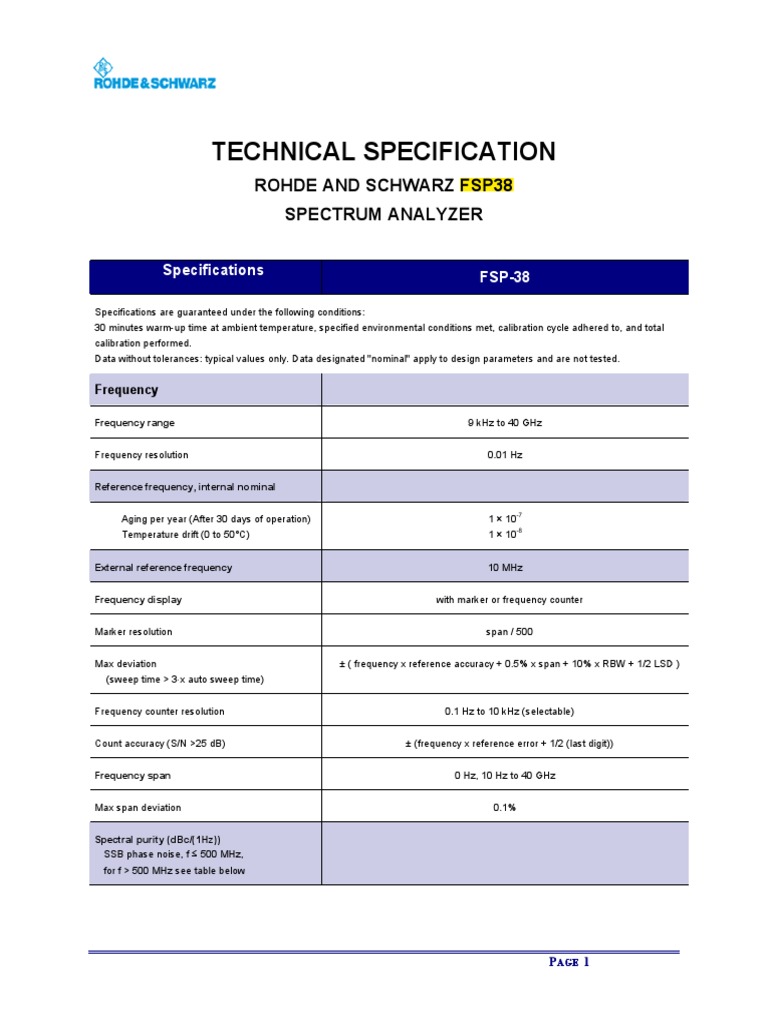 Rohde Schwarz FSP38 | PDF | Decibel | Hertz