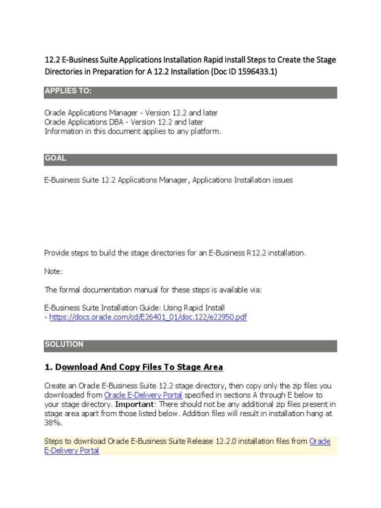 How To Create The Stage Directories | PDF | Zip (File Format) | Oracle Corporation
