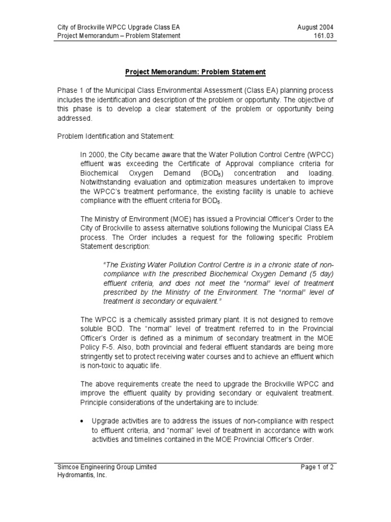 Project Problem Statement in PDF | PDF | Environmental Engineering ...