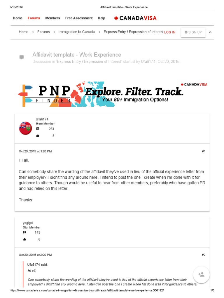 Affidavit Template - Work Experience | PDF | Notary Public | Employment