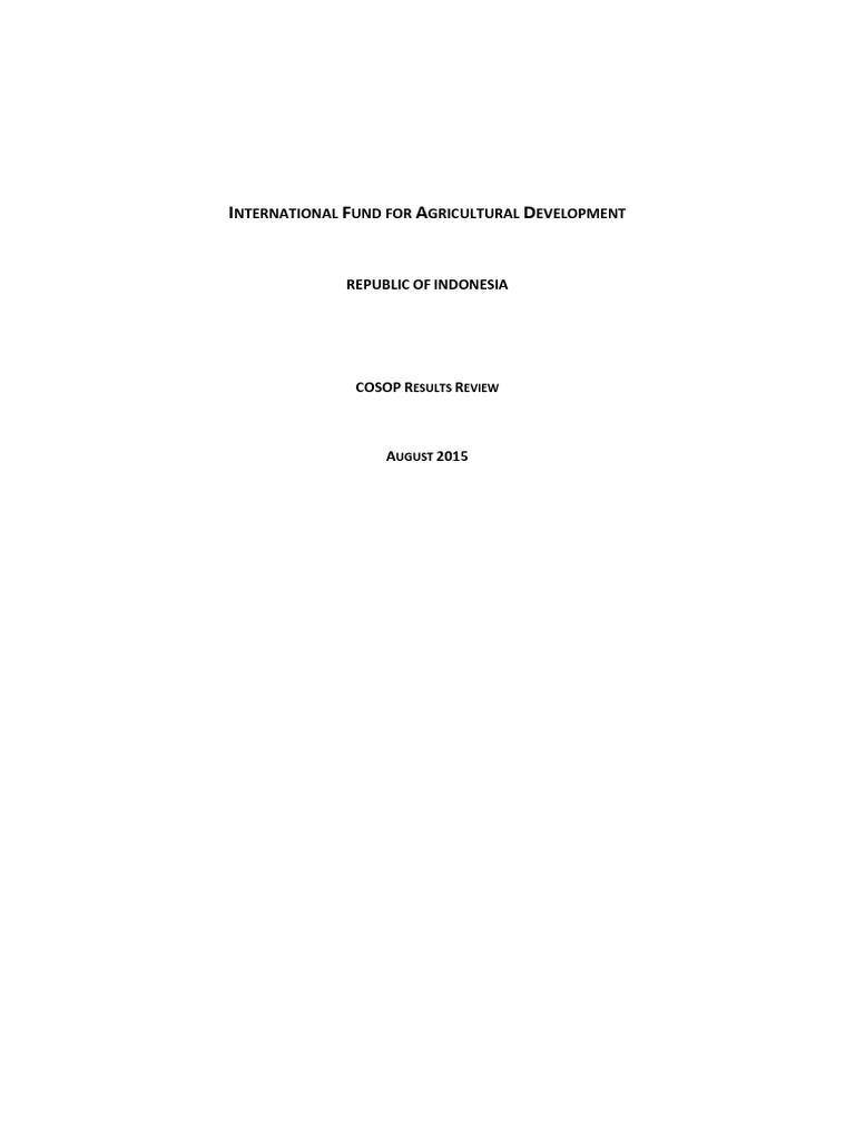 Indonesia COSOP Results Review | PDF | Agriculture | Poverty
