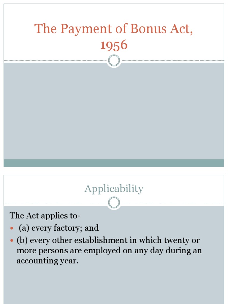 The Payment of Bonus Act, 1956 | PDF | Wage | Employment