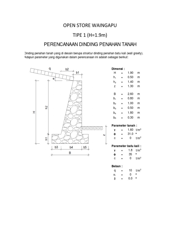 Perhitungan DPT Batu Kali Waingapu + Kanstin ALT 2 - 1 (Tipe 1-3) | PDF