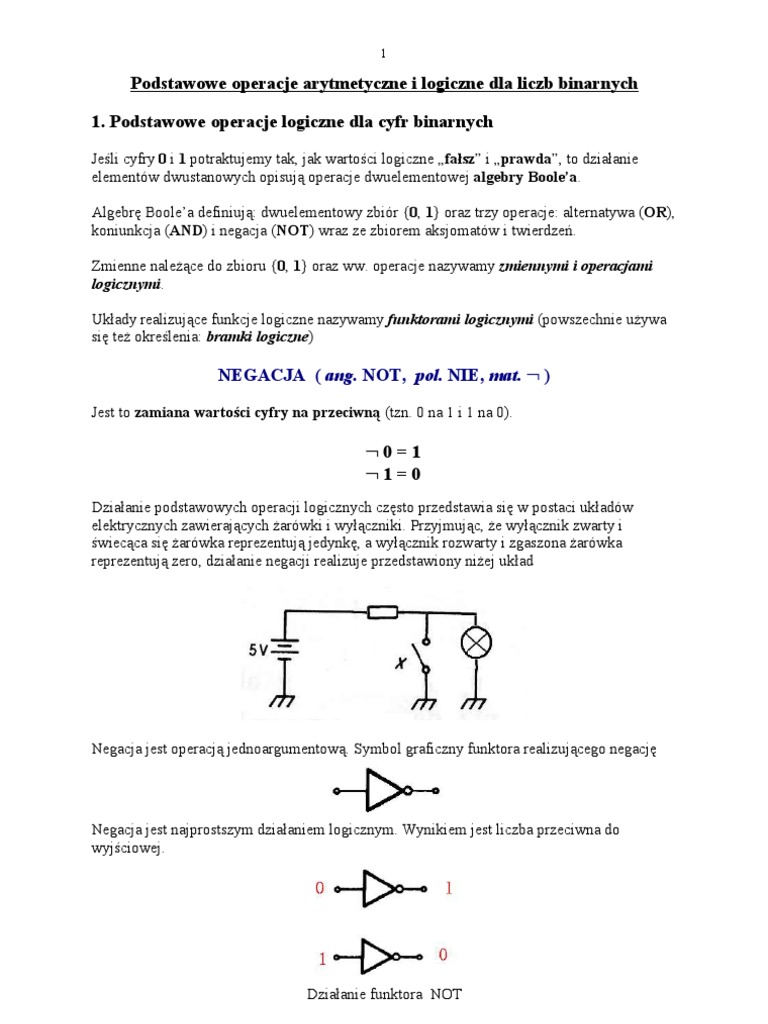 Podstawowe Operacje Arytmetyczne i Logiczne
