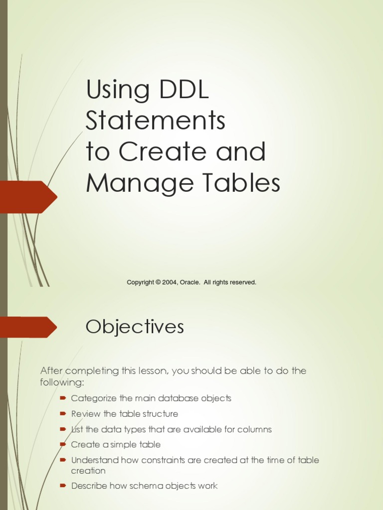 Using DDL Statements To Create and Manage Tables | PDF | Table ...