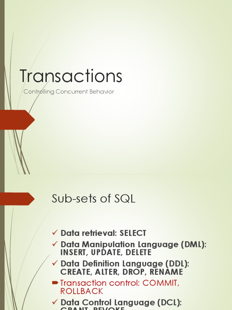 Transactions: Controlling Concurrent Behavior | PDF | Database Transaction | Synchronization