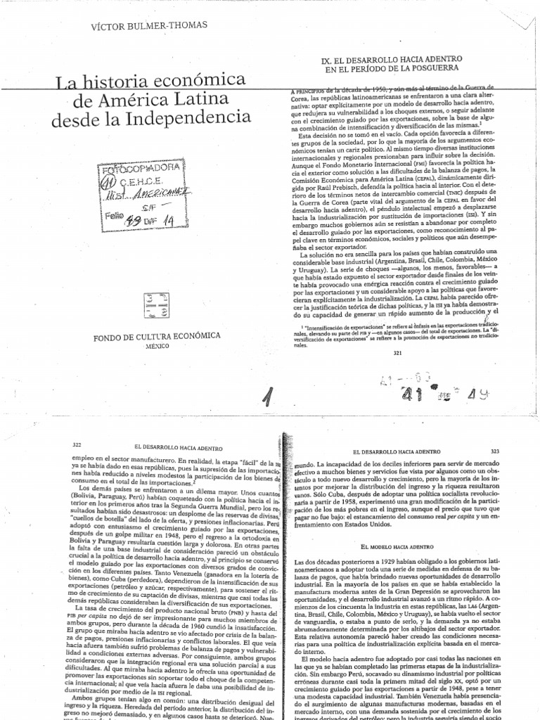 Bulmer Thomas - Es Desarrollo Hacia Adentro en El Período de Posguerra ...