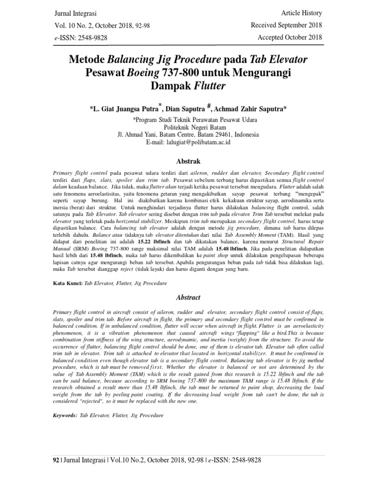 Balance Tab Elevator | PDF