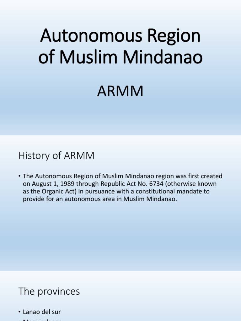 Autonomous Region of Muslim Mindanao | PDF