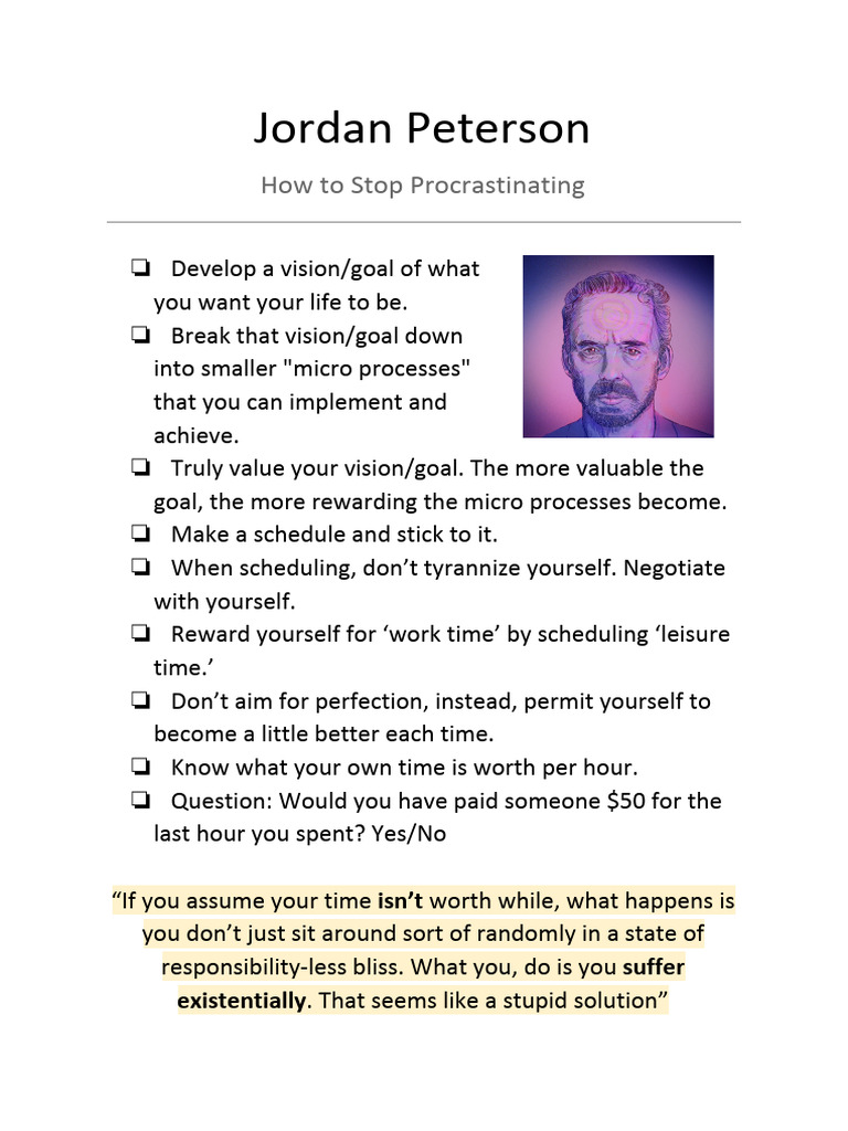 Jordan Peterson Procrastination Checklist | PDF