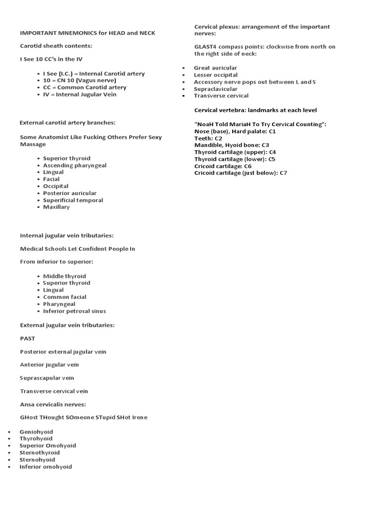 The Right Side of Neck:: Cervical Vertebra: Landmarks at Each Level | PDF
