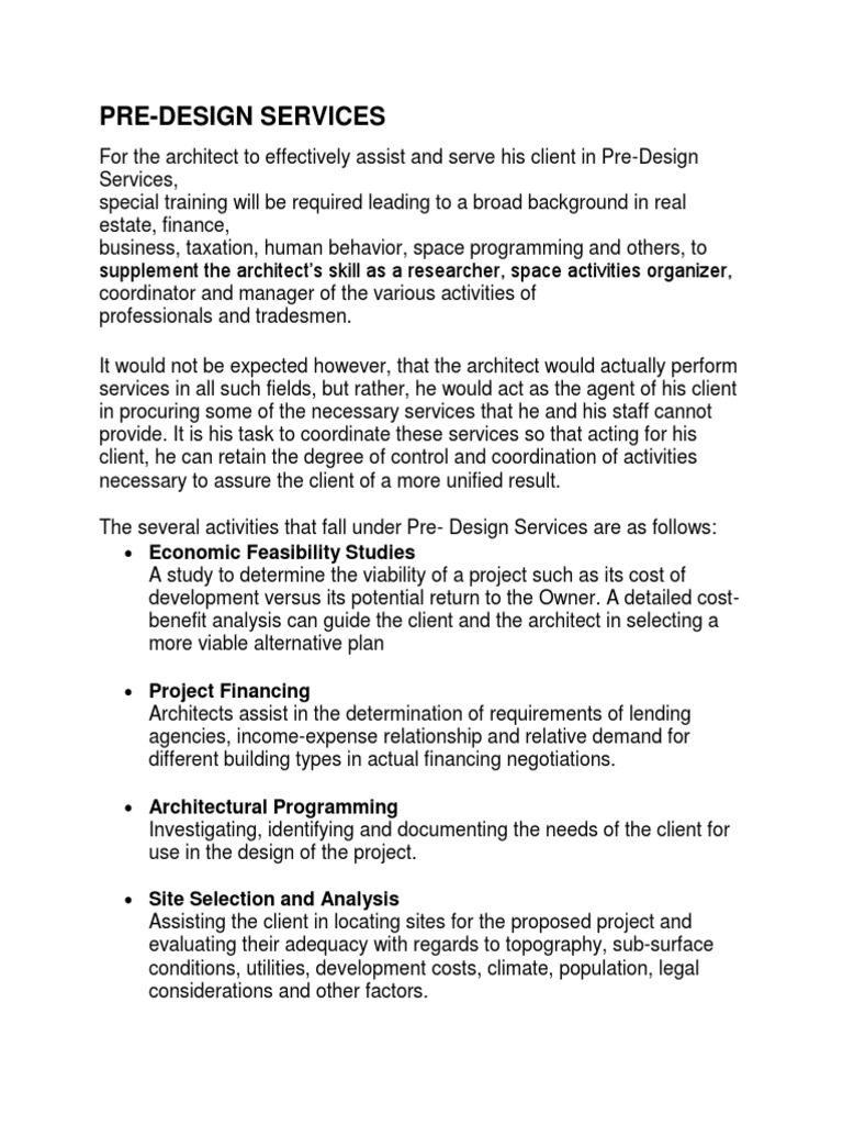 Pre-Design Services | PDF | Urban Planning | Interior Design