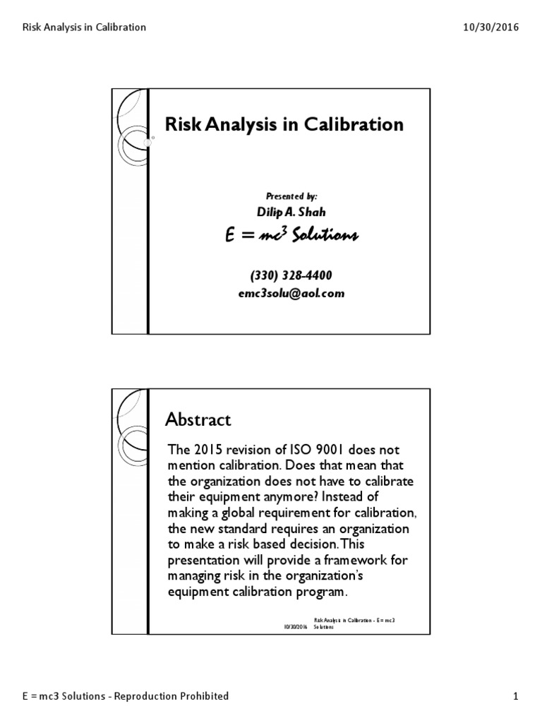 Risk Analysis in Calibration | PDF | Metrology | Calibration