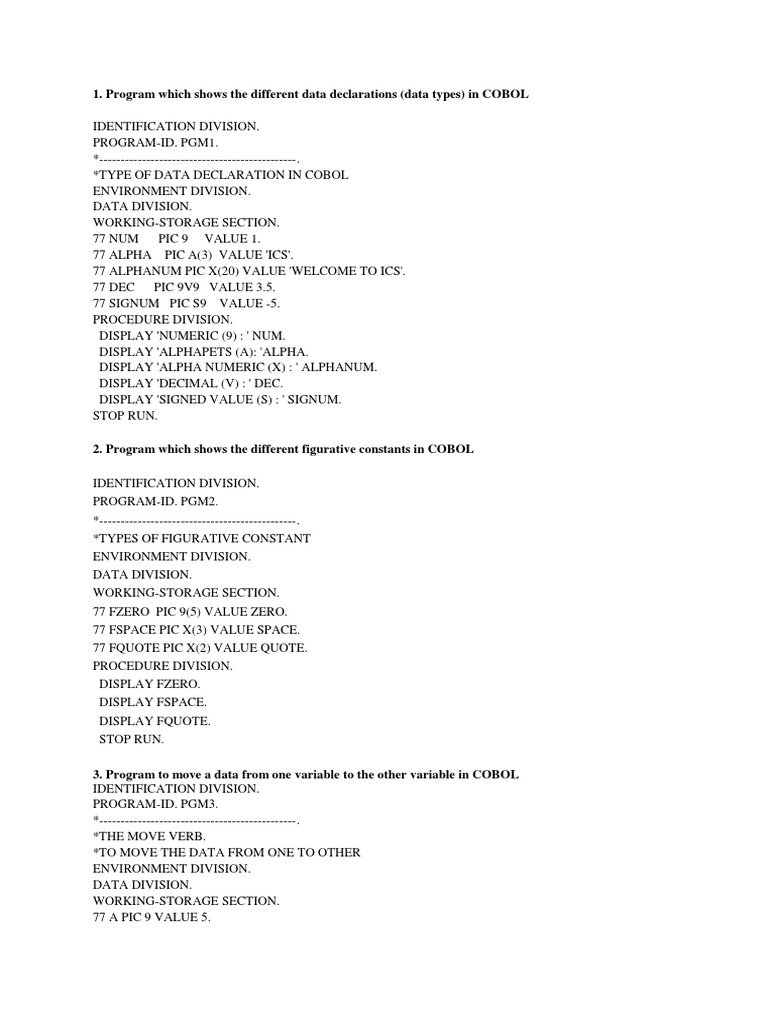 Mainframe Cobol | PDF | Input–Output Model | Matrix (Mathematics)
