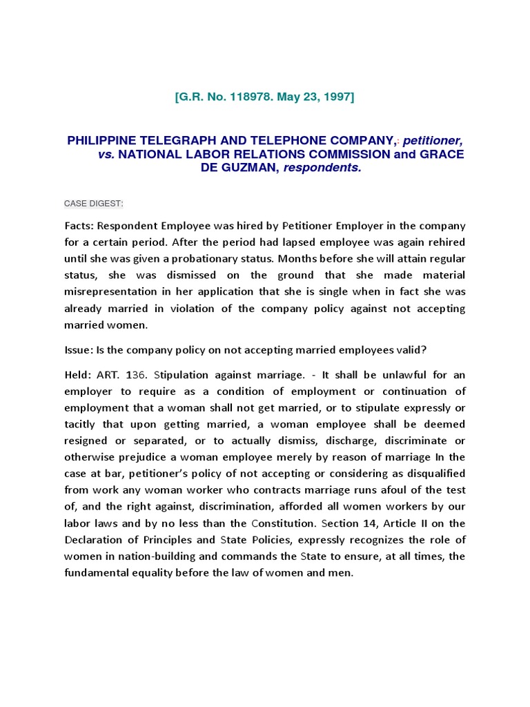 PHILIPPINE TELEGRAPH AND TELEPHONE COMPANY vs. NATIONAL LABOR RELATIONS ...