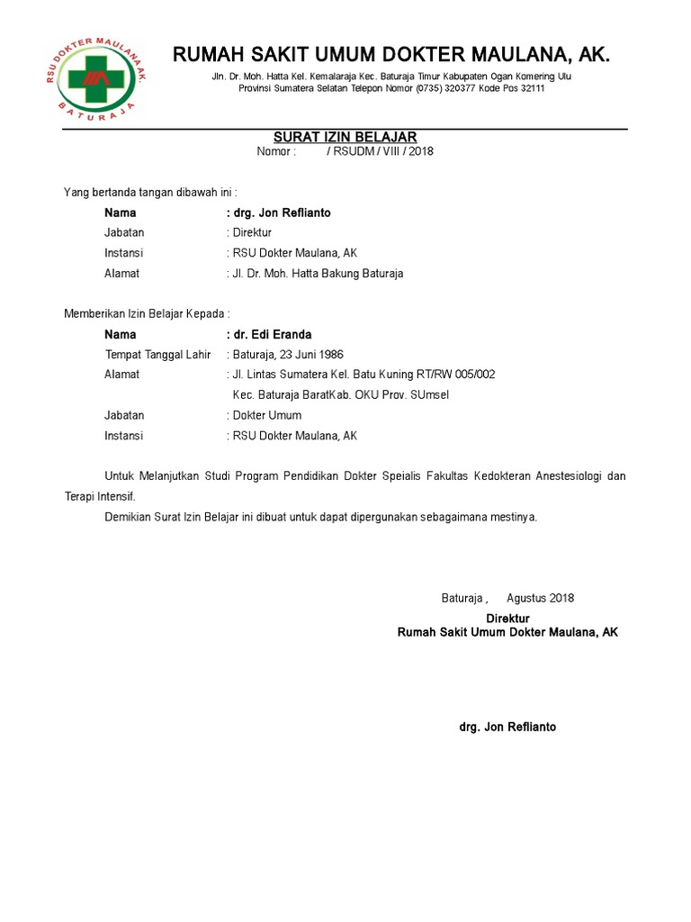 Surat Izin Belajar Edi Eranda | PDF | Pengembangan Diri | Kesehatan Holistik