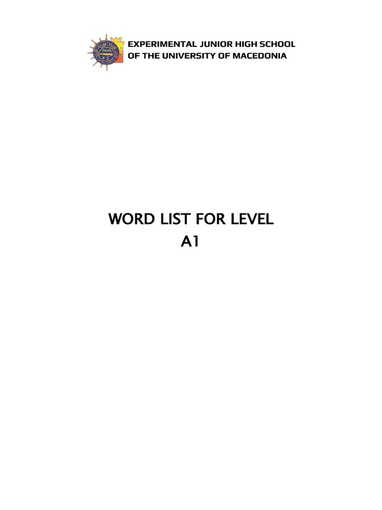 A1 English Word List Guide | PDF | Verb | Noun