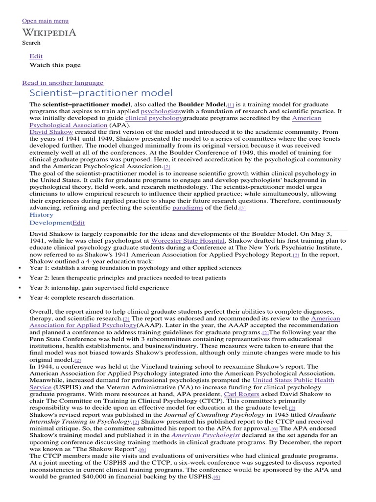 Scientist-Practitioner Model: Watch This Page | PDF | Mental Health ...