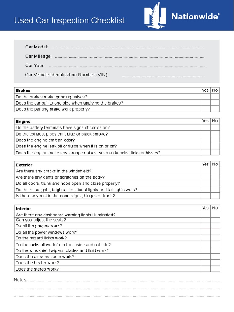 Used Car Inspection Checklist: Brakes | PDF | Tire | Car