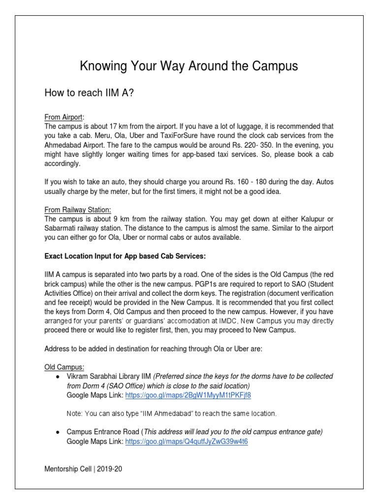 Knowing Your Way Around The Campus | PDF | Grocery Store | Taxicab