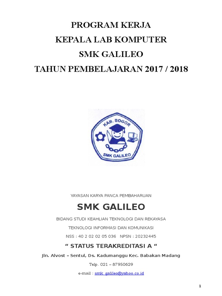 Program Kerja Kepala Lab Komputer | PDF | Bisnis | Seni