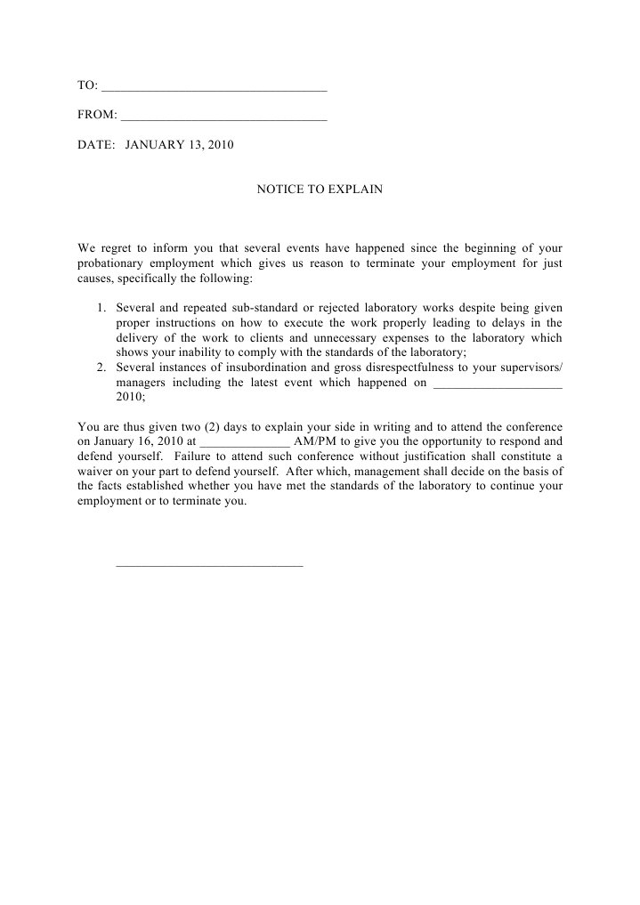 Notice To Explain | PDF