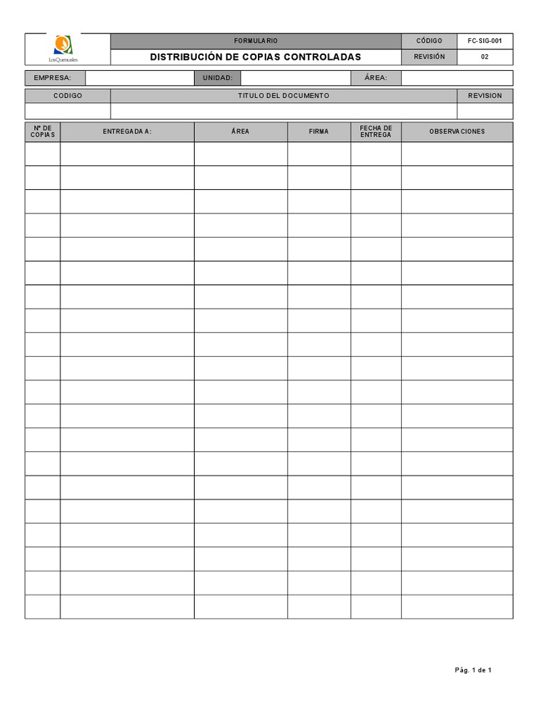 FC-SIG-001 Distribución Copias Controladas | PDF | Informática ...