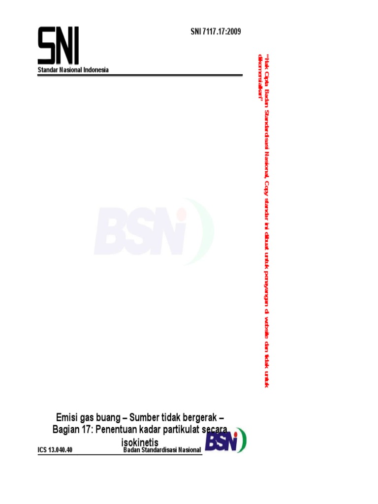 (PDF) SNI 7117.17 - 2009-Emisi Gas Buang - Sumber Tidak Bergerak - Bagian 17 - Penentuan Kadar ...